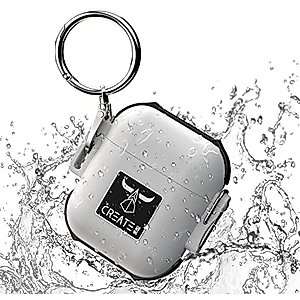 Drop Protected AirPods Case,Waterproof Up to 3 Feet,PC+TPU Material Compatible Wireless Charging for Apple Airpods Series 1 & 2, Carabiner Included-Opacity White & Black