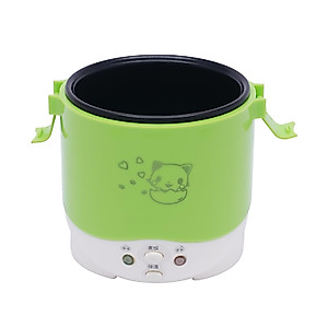 Portable Travel Rice Cooker For Car, 12V 1 Cup Mini Rice Cooker Steamer with Non Stick Pot, 0.26gal Electric Rice Cooker, Keep Warm 2h (Green)
