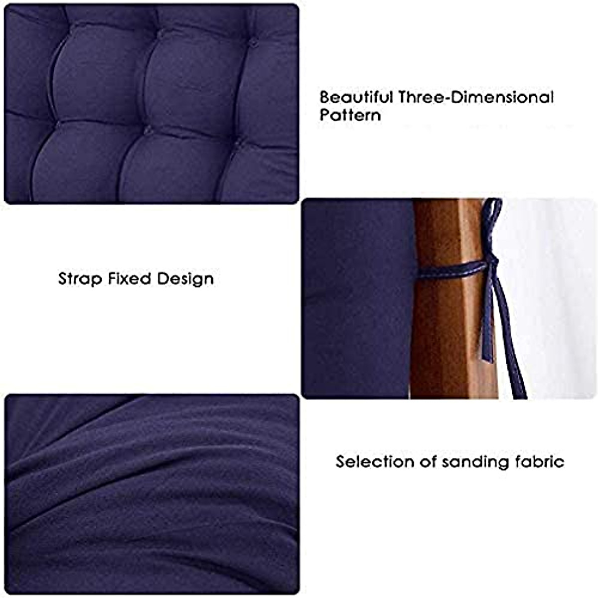 2 3 Seater Garden Patio Non-Slip Bench Cushion Outdoor Furniture Swing Chair Long Soft Seat Pad 55 160cm Comfortable Home Office Sofa Pads for Indoor Black