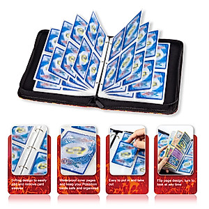 GEAoffice 4-Pocket Binder for Trading Cards with 50 Removable Sheets Holds 400 Cards, Card Book Collector Album Folder for Yugioh, MTG, TCG, Trading Card Holder with Zipper-Toys Gifts for Girls