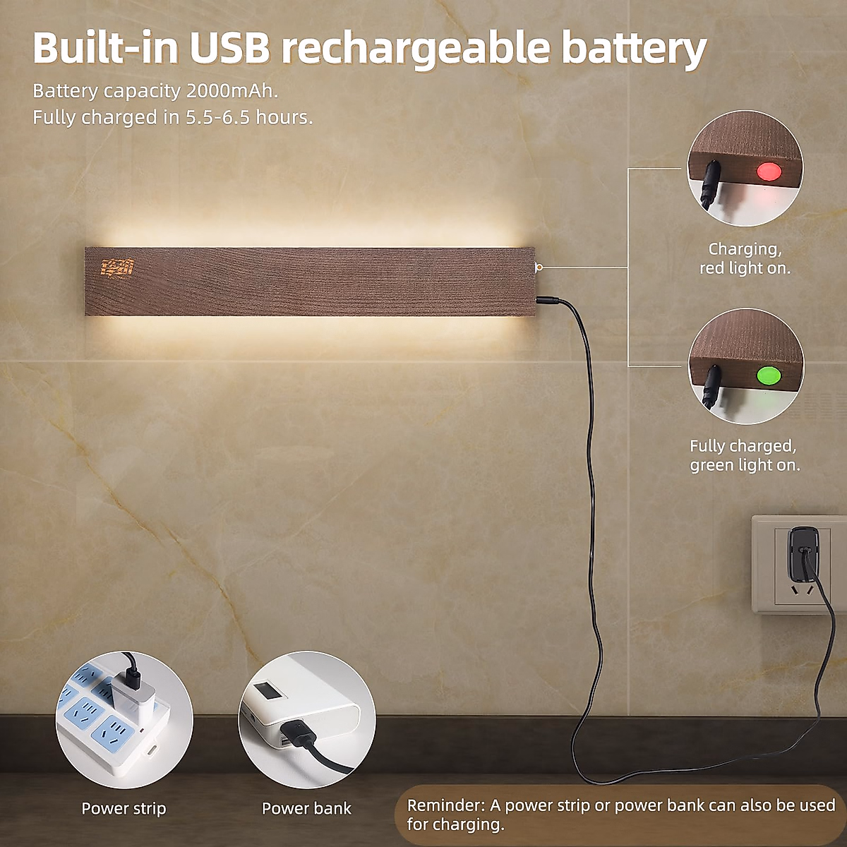 FINDKING 18 Inches Lighted Magnetic Knife Strip, Backlit LED Utensil Holder for Wall and Refrigerator, Magnet Knife Rack for Home Kitchen, No Drill (Ash Wood, Dark Brown)