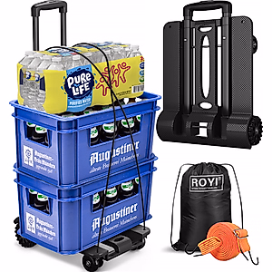 tomser Folding Hand Truck - 270 lbs Heavy Duty Dolly Cart for Moving Lightweight Utility Cart for Luggage Folding Cart with Wheels Collapsible Platform Cart for Travel Shopping Airport Office, Black