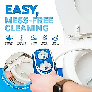X-Clean 250 Toilet Bidet, Bidet Attachment for Toilet Seat, Dual Nozzle Bidet Sprayer for Toilet with Water Pressure Knob, Self-Cleaning & Easy to Install, Non-Electric