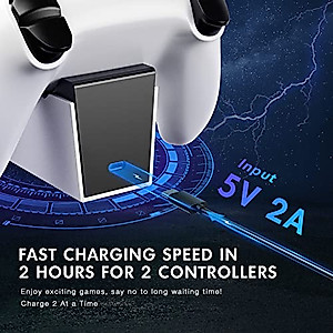 TESSGO PS 5 Dual Controller Charging Station with LED Indicators, PS 5 Charger with Fast Charging USB Cable