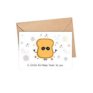 A Little Birthday Toast To You Card - Funny Birthday Card For Friend - Bread Toaster - Cute Birthday Card - Gift For For Coworker - Workmate Card For Him - Happy Birthday Card