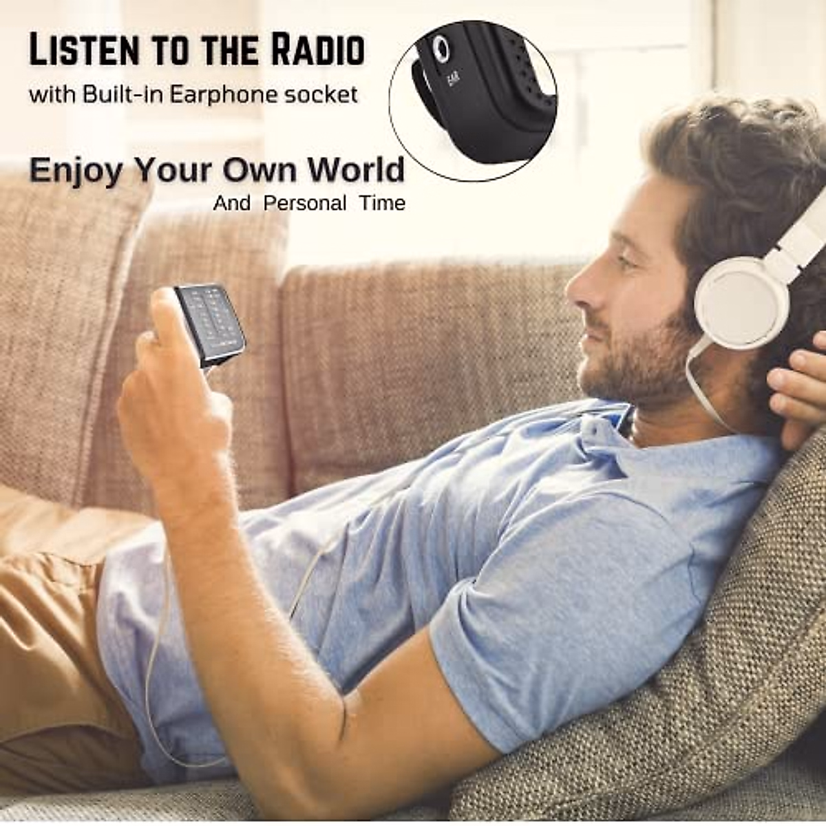 NOAA Weather Radio SilvaBRYSON, Emergency AM/FM Battery Operated Handheld Radio with Speaker and Best Reception for Hurricane, Home, Running. Convenient Headphone Jack, Operated by 2AA Battery.