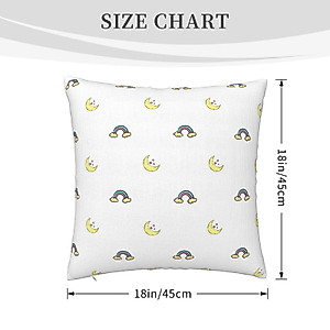 Lukbfall Rainbow and Moon Decorative Pillow Cover 18 X 18 Inch Cute Bohemian Style Pillowcases Cushion Cover Square Throw Pillow Cover for Couch Sofa Bed Living Room Bedroom