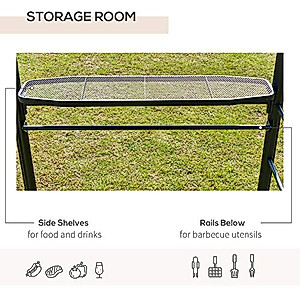 Outsunny 8x5ft Grill Gazebo Shelter with Interlaced Vented Polycarbonate Roof, Outdoor BBQ Gazebo with Side Shelves for Hanging Tools