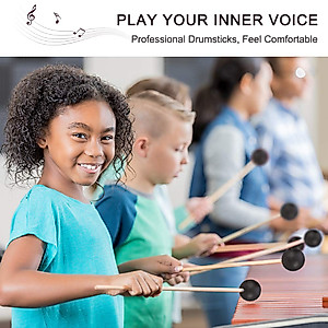 YZNlife Marimba Mallets Glockenspiel Sticks 1 Pair Medium Hard Yarn Head Marimba Mallets and 1 Pair Rubber Mallets Sticks for Percussion Bell Glockenspiel Marimba