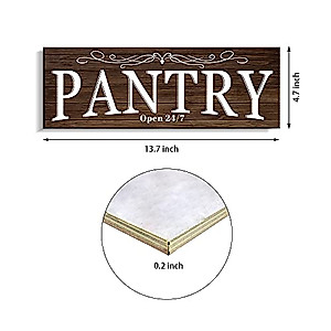 Pinetree Art Pantry Signs for Kitchen Rustic Farmhouse Pantry Room Wooden Sign Wall Decor Ready to Hang (13.7X4.7 Inch, W)