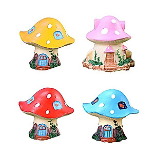 Shineweb Cartoon Mushroom House Resin DIY Miniature Micro Landscape Bonsai Garden Decor Decoration Accessory Outdoor Statues Red