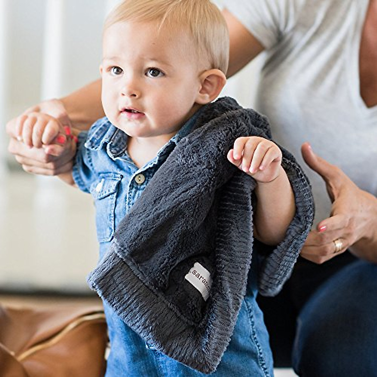 SARANONI Security Blankets for Babies Super Soft Boutique Quality Lush Luxury Baby Blanket (Small, Charcoal)