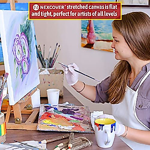 NEXCOVER Stretched Canvas - 12 Pack 8x10 Inch, 5/8” Profile, 100% Cotton Art Canvas, Triple Primed White Blank Canvases, Acid-Free, Artist Painting Canvas for Acrylic, Oil, Tempera, Gouache Paint