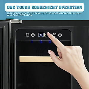 TCFUNDY Wine and Beverage Refrigerator, 2-IN-1 Beverage and Wine Cooler Dual Zone, Holds 18 Bottles and 57 Cans, Independent Temperature Control, Built-In or Freestanding Fridge