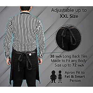RUVANTI Professional Grade Durable Extra Large XXL Men/Women Aprons for Cooking BBQ Work Chef