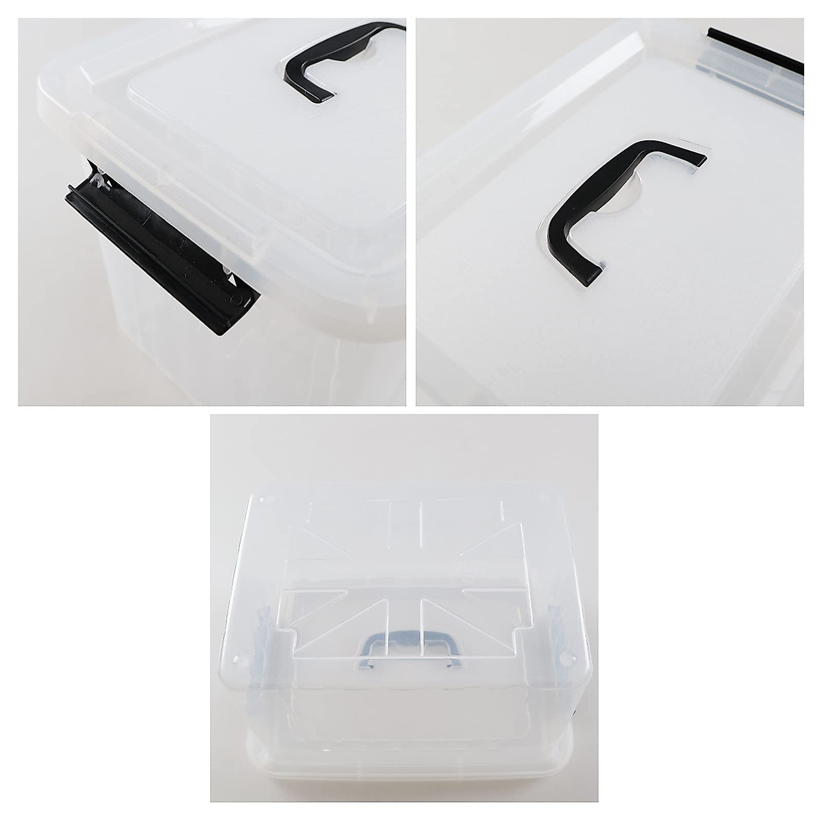 Rinboat 12 Quart Plastic Storage Bins with Lids and Handles, 6 Packs