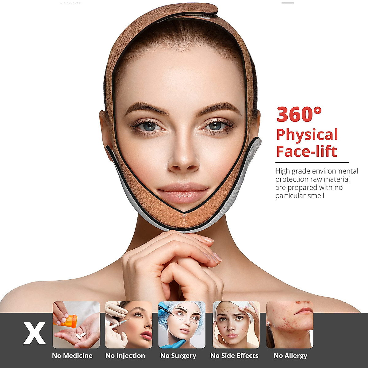 Face Slimming Strap Reusable Double Chin Reducer Adjustable Antiaging Face Lift Extra Grip Anti-wrinkle Face Slimmer V Line Face Lifting Mask Chin Strap - Orange