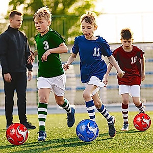 Libima 13 Pcs Soccer Ball Bulk 10 Pcs Official Size 5 Soccer Ball with High Capacity Carry Bag and 2 Pump Soccer Training Set for Youth Teens Adults Sport Gift (Red, Blue,Classic Style)