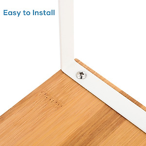 NEX Bamboo Kitchen Cabinet and Counter Shelf Organizer, Stackable & Expandable, White and Natural