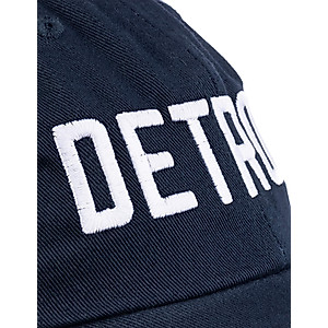 Ann Arbor T-shirt Co. Detroit | Classic Retro City Detroiter 313 Cool Michigan Men's or Women's Cap Dad Hat- Navy