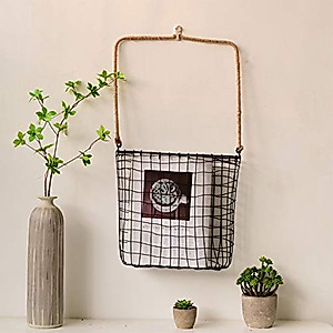 Storage Newspaper Baskets Wall-Mounted Basket Home Magazine Rack Shelf Newspaper Iron Decoration Flower Basket Retro and Beautiful (Color : Black, Size : 27 * 60cm)