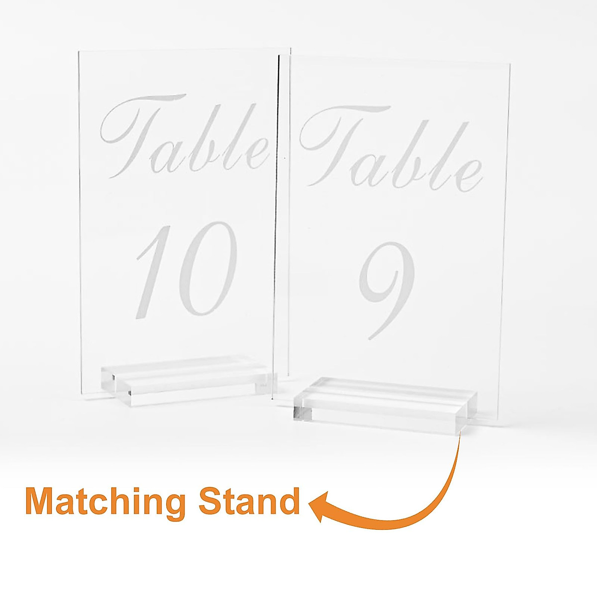 FVIEXE 20PCS Acrylic Wedding Table Numbers 1-20 with Stands, 4x6 inches Clear Table Numbers for Wedding Party Reception Sign Place Number Cards Printed Calligraphy Font for Event Banquet Anniversary
