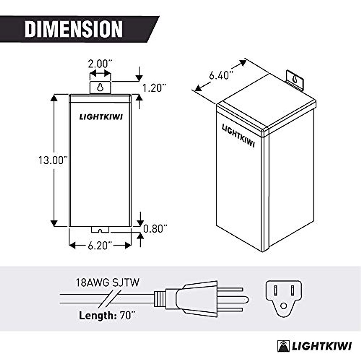 Lightkiwi W9715 300 Watt 120V AC to (12V-13V-14V-15V AC) Multi-Tap Low Voltage Outdoor Landscape Lighting Transformer, Weatherproof for Pathway Lights, Spotlight and Pool/Spa Lightings - ETL Listed