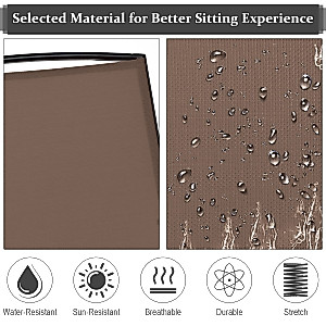 Giantex Patio Bench Glider Chair with Metal Frame, Center Tempered Glass Table, Outside Double Rocking Swing Loveseat for Porch, Garden, Poolside, Balcony, Lawn Rocker Outdoor Glider Bench(Brown)