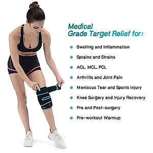 NEENCA Knee Brace with Ice Pack Wrap, Medical Knee Wrap with 3 Reusable Gel Packs, Hot & Cold Therapy for Meniscus Tear, Joint Pain, Knee Pain Relief, Knee Surgery, Sprain & Swelling- FSA/HSA Approved