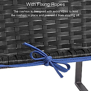 Kinfant Outdoor Patio Wicker Furniture Set - 5-Pcs All Weather Furniture Set with 2 Chairs, Coffe Table, 2 Ottomans and Cushions for Balcony Porch Backyard Garden (Dark Blue)