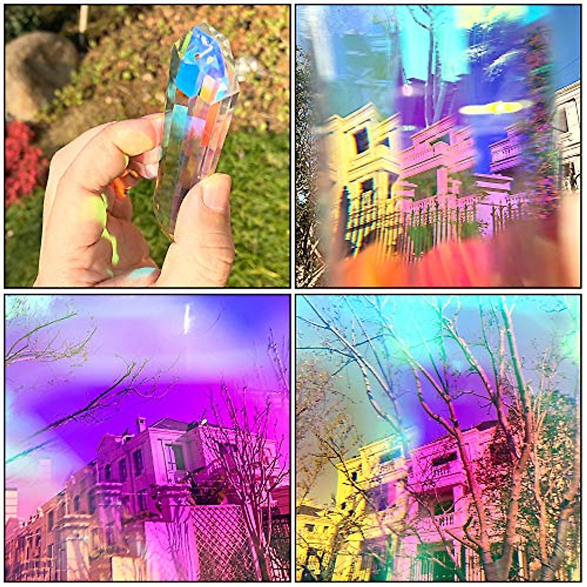 Hanging Chandelier Crystals Prisms Crystal Suncatcher AB-Colors Hexagone Hanging Chandelier Prism Pendant Home Decoration DIY Craft(120mm)