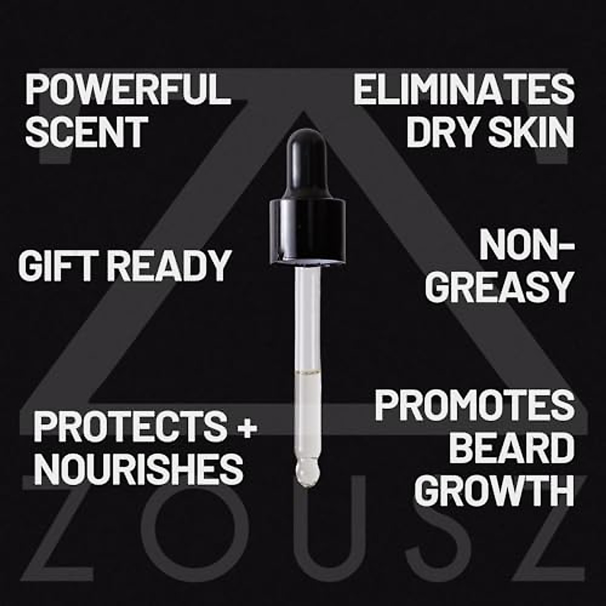 ZOUSZ Black Oud Beard Oil for Men, Beard Moisturizer & Conditioner, Non-Greasy Men's Beard Care Essential, Growth Enhancer Natural Beard Oil, 1 Fl Oz Dropper Bottle