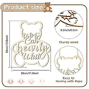 We Can Bearly Wait Baby Shower Decorations Baby Bear Sign Hanging Baby Sign We Can Bearly Wait Baby Sign Gender Reveal Door Hanging Photo Props for Boy Girl Birthday Party (Wooden, Bear Shape)