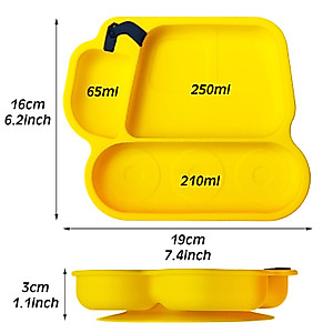 Baby Plate - Toddler Plate with Suction - 100% Food-Grade Silicone Divided Dinner Plates - Portable Non Slip - Microwave & Dishwasher Safe