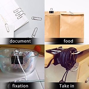 Paper Clips 340pcs Paper Clips Assorted Sizes Large/Small Paper Clips (340pcs Black(Binder+Clips))