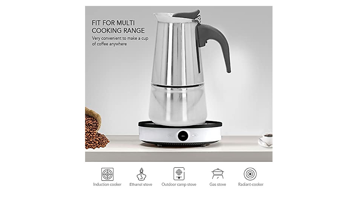 TOTITOM Italian Moka Pot - Classic Stainless Steel Coffee Maker