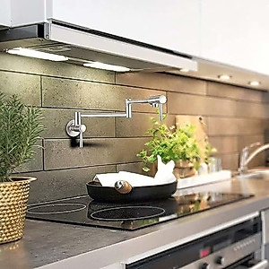 IMLEZON Pot Filler Faucet Stainless Steel Commercial Wall Mount Kitchen Sink Faucet Folding Stretchable with Single Hole Two Handles