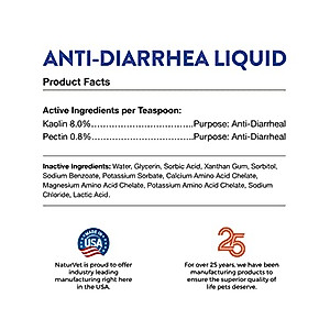 NaturVet Anti-Diarrhea Liquid Pet Supplement Plus Kaolin – Helps Alleviate Discomfort, Cramping, Irritation From Diarrhea for Dogs, Cats – Great Taste – 8 Oz.