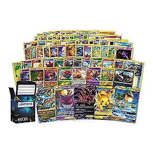 Lightning Card Collection Premium Bundle :100+ Cards inculdes 20 foil Cards | 4 Legendary Ultra Rare V, GX, or EX | LCC Box That is Compatible with Pokemon Cards