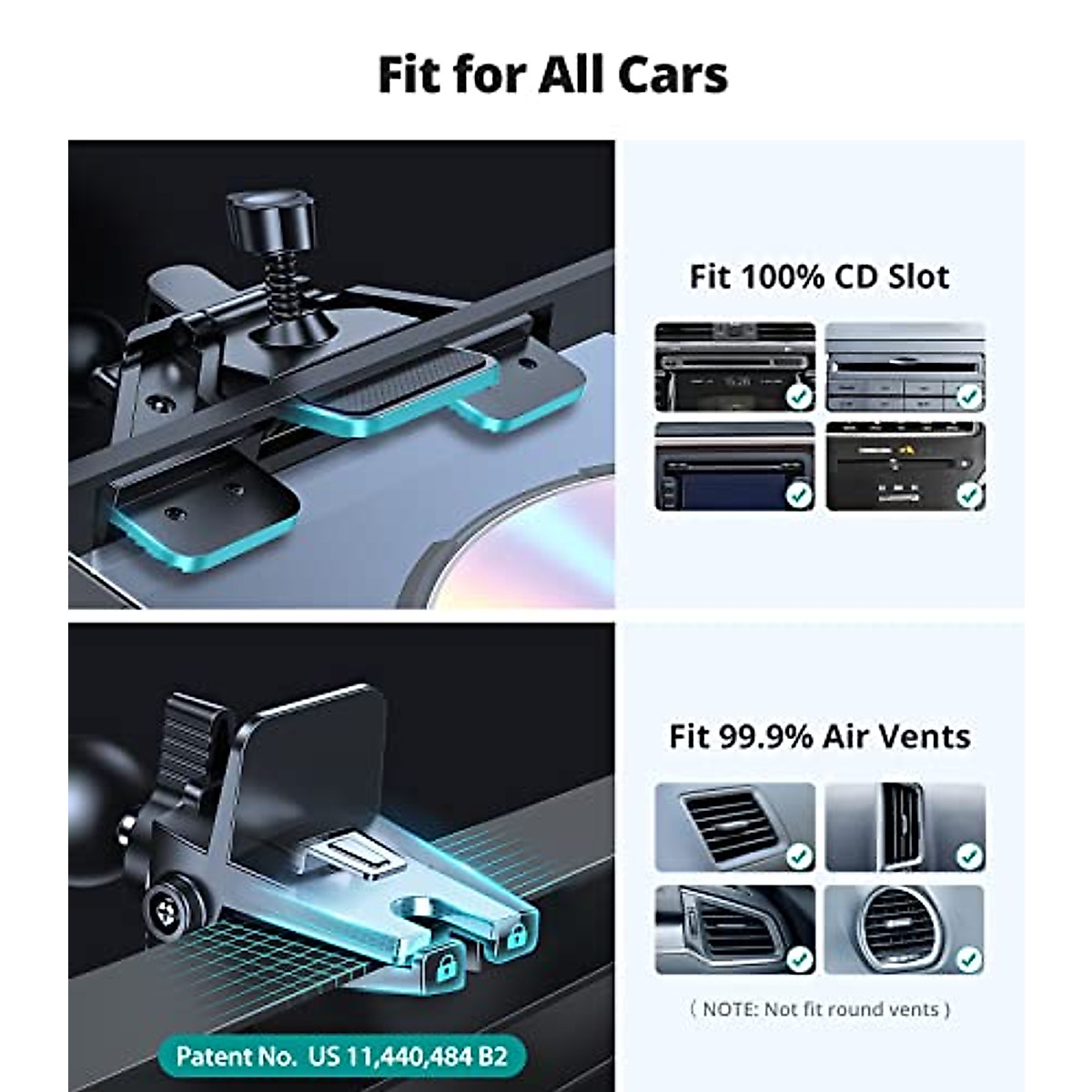VICSEED 𝗠𝗶𝗹𝗶𝘁𝗮𝗿𝘆-𝗚𝗿𝗮𝗱𝗲 𝗦𝘁𝘂𝗿𝗱𝘆 Phone Mount for Car, 𝗨𝗽𝗴𝗿𝗮𝗱𝗲𝗱 𝗔𝗻𝘁𝗶 𝗦𝗵𝗮𝗸𝗲 CD Slot & Air Vent Thick Case Friendly Car Phone Holder Mount Fit for iPhone 14 13 All Phones
