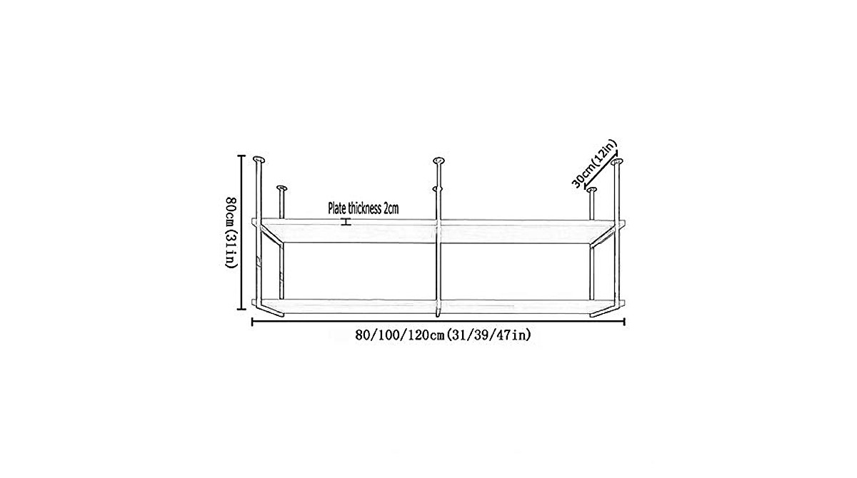 NERDOH Ceiling Shelf Brackets 2 Layer,Hanging Wooden Ceiling Shelf Wine ...