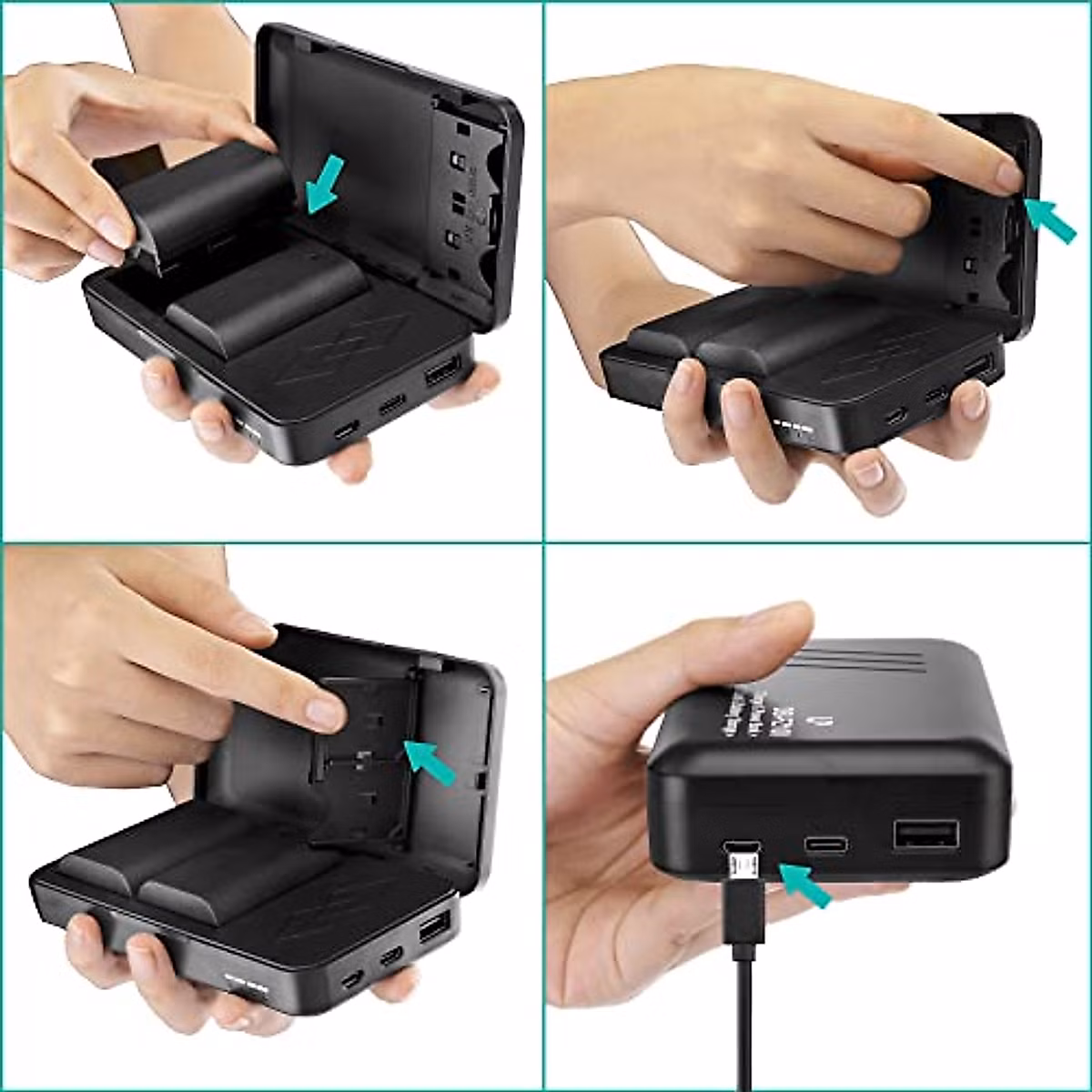 LP-NP-FW50 Battery Pack and Portable Charger,LP 2-Pack Replacement Battery Compatible with Sony Alpha A6000, A6400, A6100, A6300, A6500, A5100, A7, A7 II, A7R, A7R II, A7S, A7S II and Other Cameras