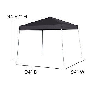 EMMA + OLIVER 8'x8' Black Weather Resistant Easy Pop Up Slanted Leg Canopy Tent with Carry Bag