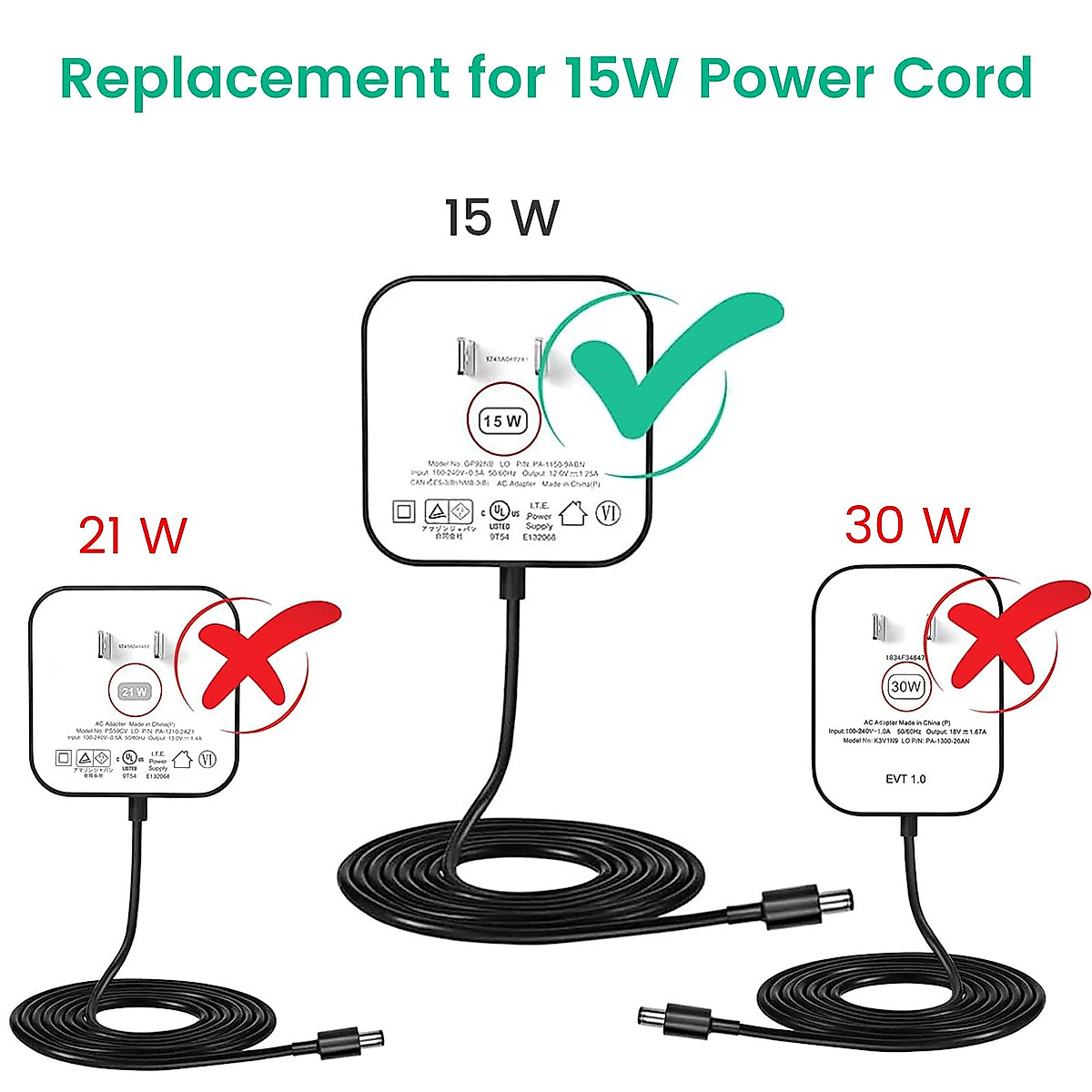 Power Cord Charger Replacement for Alexa Echo Spot, Echo Dot (3rd Gen / 4th Gen / 5th Gen), Fire TV Cube, Show 5, Dot with Clock