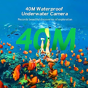 Action Camera 4K WiFi - 40M Waterproof Underwater Camera Motorcycle Helmet Camera Support 128G TF Card for Diving Riding Hiking,External Microphone, 2*Batteries and Mounting Accessories