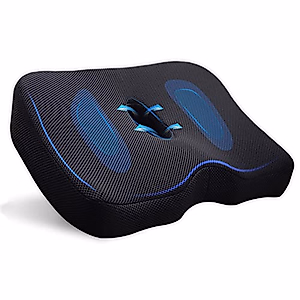 beobeu G2 Seat Cushion Memory Foam Seat Pad Coccyx Pillow for Office Gaming Dinning Chairs Car Seat Cushions Wheelchairs 18x16in (Soft)