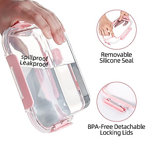 CZUMJJ Glass Meal Prep Containers Set of 12 Food Storage Containers for Lunches, Dishwasher Safe, Pink