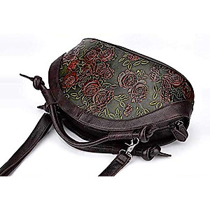 Women Handbag Genuine Leather Satchel Purse Handbag Vintage Top Handle Handbag Work Tote Bag (Green)