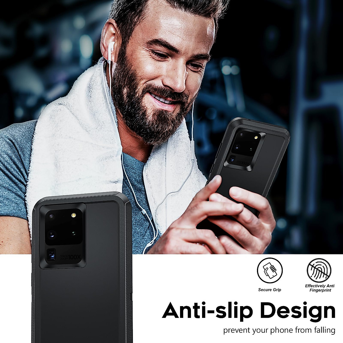 LeYi Compatible for Samsung S20 Ultra Case: Heavy Duty 3 in 1 Samsung Galaxy S20 Ultra Case, Military Grade Shockproof Phone Case Cover for Samsung Galaxy S20 Ultra (Black)