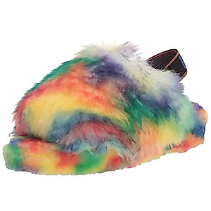 UGG All Gender Adult Fluff Yeah Pride Slipper, Rainbow, Women's Size 5 / Men's Size 3